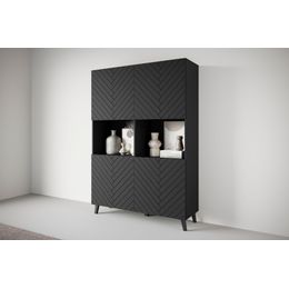 Highboard Inosign "PHUKET" Sideboards Gr. B/H/T: 120 cm x 168 cm x 39 cm, schwarz (graphite matt, graphite matt mdf) Moderne Hochkommode ohne Griffe mit 10 Fächern, Breite 120 cm