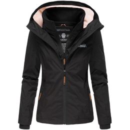 Marikoo Damen Sportliche Outdoorjacke Übergangs Regenjacke mit Kapuze Erdbeere