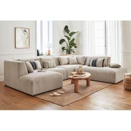 Lisa Design - Victoire – modulare wohnlandschaft ecksofa rechts - 7-sitzer – aus cord - beige