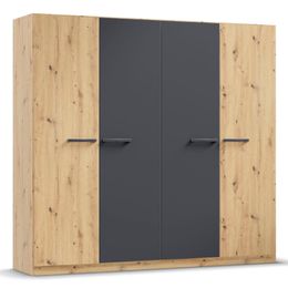 Drehtürenschrank Rauch "Kleiderschrank Schrank Garderobe Garderobenschrank Stauraumwunder MODI" Schränke Gr. B/H/T: 226 cm x 210 cm x 54 cm, Ohne Spiegel, grau (eiche artisan, graumetallic) inkl. Stoff-Organizer mit 6 Fächern optionaler Spiegel MADE IN GERMANY