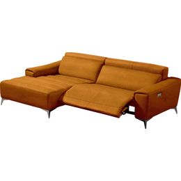 Ecksofa Egoitaliano "Suzette, Designsofa mit hohem Sitzkomfort", braun (cognac), B:266cm H:95cm T:163cm, Luxus-Micofaser Lederoptik (100% Polyester) ist ein neues technisches Gewebe mit einem visuellen und taktilen Aspekt, der dem Nubuk sehr nahe kommt, mit innovativen Eigenschaften. Seine au&szlig;erordentliche Weichheit kommt von einem exklusiven Produktionsprozess, der Unreinheiten und Unregelm&auml;&szlig;igke