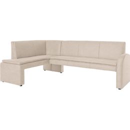 Eckbank exxpo - SOFA FASHION "Cortado, elegant und modern mit hohem Sitzkomfort" Sitzbänke Gr. B/H/T: 157 cm x 89 cm x 244 cm, Naturleder MADRAS, langer Schenkel rechts, beige (perle) hohe Bodenfreiheit, schöne Detailverarbeitung, wahlweise Lederbezug