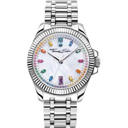 Quarzuhr Thomas Sabo "DIVINE RAINBOW" Armbanduhren silberfarben Damen Armbanduhr, Damenuhr, Zirkonia, Aquamarin, Amethyst, Edelstahlarmband