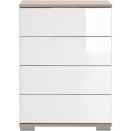 Nachtkommode wimex "Easy" Sideboards Gr. B/H/T: 52 cm x 74 cm x 38 cm, 4, braun (struktureichefarben hell, weißglas)