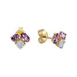 Diamonds by Ellen K. Paar Ohrstecker FASCINATION BY ELLEN K. "Gold 375 Amethyst + Zirkonia" Ohrringe Gr. ONE-SIZE, Gold, gelb (gelb, lila) Damen