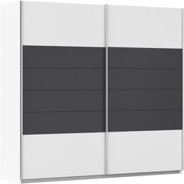 Schwebetürenschrank Rauch "Kleiderschrank Schrank Garderobe BARCELONA" Schränke Gr. B/H/T: 226 cm x 210 cm x 62 cm, 2 St., weiß (alpinweiß, graumetallic) in modernem Farbmix mit viel Stauraum MADE IN GERMANY