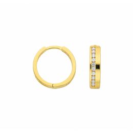 Adelia´s Paar Creolen ADELIA´S "Damen Goldschmuck" Ohrringe Gr. Damen, Gelbgold 333, goldfarben (gold) Damen mit Zirkonia Goldschmuck für