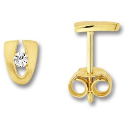 Paar Ohrhänger ONE ELEMENT "Zirkonia Ohrringe Ohrstecker aus 333 Gelbgold" Gr. Damen, mit Zirkonia, Gelbgold 333, goldfarben (gold) Damen Gold Schmuck