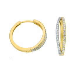 Adelia´s Paar Creolen ADELIA´S "Damen Goldschmuck" Ohrringe Gr. Damen, Gelbgold 333, goldfarben (gold) Damen 333 Gold mit Zirkonia Goldschmuck für