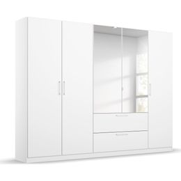 Drehtürenschrank Rauch "Kleiderschrank Schrank Garderobe Wäscheschrank CHALLENGER" Schränke Gr. B/H/T: 226,0 cm x 210,0 cm x 54,0 cm, 5 St., weiß (alpinweiß) mit Spiegeltüren und geräumigen Schubladen MADE IN GERMANY