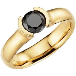 Fingerring HECHTER PARIS "Schmuck Geschenk Silber 925 Ring mit Zirkonia" Fingerringe Gr. 53, Silber 925 (Sterlingsilber), 4,9 mm, schwarz (gelbgoldfarben, schwarz, schwarz) Damen mit Zirkonia (synth.)