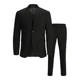 Jack & Jones Anzug JACK & JONES "JPRCOSTA SUIT" Gr. 50, N-Gr, schwarz (black fit:super slim fit) Herren Anzüge mit fallendem Revers