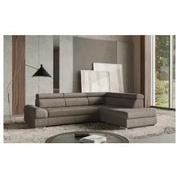 Sit & More Ecksofa SIT & MORE "Broadway L-Form" Sofas Gr. B/H/T: 270cm x 79cm x 213cm, Luxus-Microfaser Euphoria, Ottomane rechts, ohne Bettfunktion, braun (schlamm) mit verstellbaren Kopfteilen, wahlweise Bettfunktion