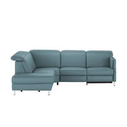 meinSofa Leder-Ecksofa Leon ¦ blau ¦ Maße (cm): B: 259 H: 83 T: 236