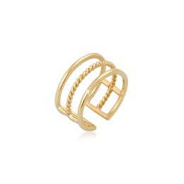 Fingerring Elli "Offen Verstellbar 3-reihig Breit 925 Silber" Fingerringe Gr. Resizable, ohne Stein, Silber 925 (Sterlingsilber), goldfarben (gold) Damen