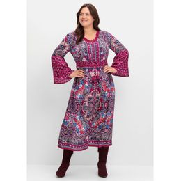 Maxikleid sheego by Joe Browns "Große Größen" Gr. 40, Normalgrößen, pink (pink bedruckt) Damen Kleider im Boho-Stil, mit Trompetenärmeln