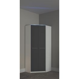 Eckkleiderschrank Priess "Barcelona Kleiderschrank Ecklösung Raumwunder" Schränke Gr. B/H/T: 78cm x 193cm x 78cm, Tiefe Seitenteil 36cm, mit Beleuchtung, schwarz-weiß (weiß/schwarz) in 2 Tiefen Schrank Eckschrank Garderobe