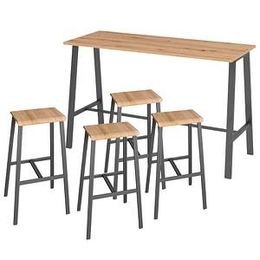 Hammerbacher Stehtisch-Set Meeting Point Industrial asteiche rechteckig, 4-Fuß-Gestell grau, 175,0 x 68,0 x 104,2 cm