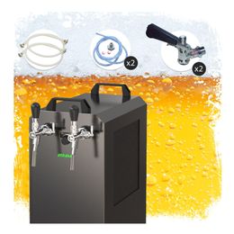 ich-zapfe Komplett Set - Zapfanlage STREAM 80K mit Luftpumpe Bierkoffer, Bierzapfanlage, Durchlaufkühler 2-leitig Trockenkühler, Zapfkopf:ohne,Zapfkopf 2:KeyKeg