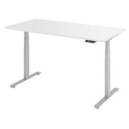 Neutral Base Lite elektrisch höhenverstellbarer Schreibtisch weiß rechteckig, T-Fuß-Gestell silber 160,0 x 80,0 cm