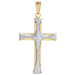 Kreuz-Anhänger Firetti "Schmuck Geschenk Gold 375 Halsschmuck Anhänger Halskette Kreuz" Schmuckanhänger Gr. Gelbgold 375, 1,5 g, goldfarben (gelbgoldfarben, weißgoldfarben) Damen