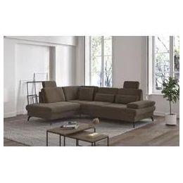 Sit & More Ecksofa SIT & MORE "Morris L-Form inkl. Sitztiefenverstellung" Sofas Gr. B/H/T: 262cm x 82cm x 212cm, Strukturstoff, Ottomane links, inkl.Sitztiefenverstellung-ohne Bettfunktion-ohne Bettkasten-ohne Armteilfunktion, braun wahlweise mit Bettfunktion, Bettkasten und Armteilverstellung