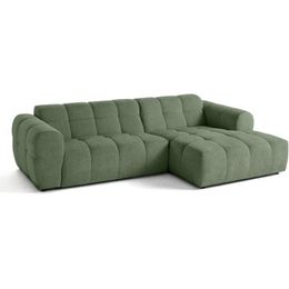 Lisa Design - Ray - 4-sitzer ecksofa rechts - aus strukturiertem stoff - grün