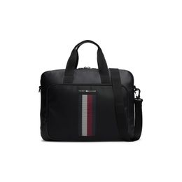 Laptoptasche Tommy Hilfiger "Men TH FOUNDATION PIQUE COMPUTER BAG Computer Bag" Gr. B/H/T: 41 cm x 32 cm x 9 cm, schwarz (black) Damen Taschen Tasche Herren Business