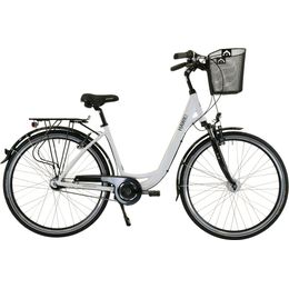 Cityrad HAWK Bikes "City Wave Deluxe Plus White" Fahrräder Gr. 46 cm, 28 Zoll (71,12 cm) hinten: 28 Zoll (71,12 cm), weiß für Damen und Herren