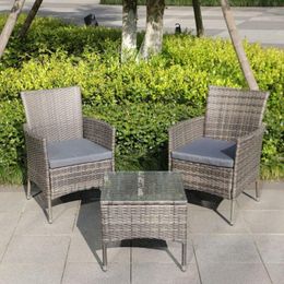 ALBATROS - Balkonmöbel Set 3 teilig, Rattan Polyrattan, 2 Sessel mit Tisch, Lounge Set Balkon Gartenlounge Gartenmöbel Sitzgruppe mit Kissen und