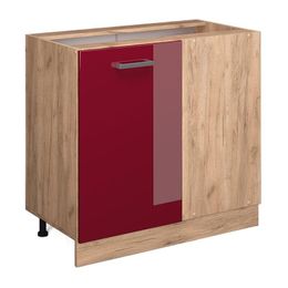 Eckschrank R-Line, Bordeaux Hochglanz, 86 cm ohne Arbeitsplatte VICCO