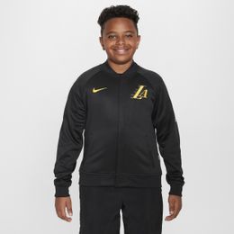 Los Angeles Lakers Showtime City Edition Nike Dri-FIT Longsleeve-Jacke mit durchgehendem Reißverschluss für ältere Kinder - Schwarz