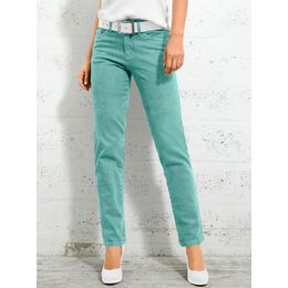 5-Pocket-Jeans Inspirationen, Damen, Gr. 38, Normalgrößen, blau (aqua), 98% Baumwolle, 2% Elasthan, unifarben, lang, Jeans, Topseller