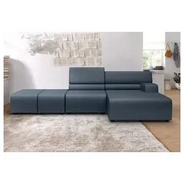 Ecksofa Egoitaliano "Babouche, Designsofa mit außergewöhnlichem Sitzkomfort zum Wohlfühlen" Sofas Gr. B/H/T: 384cm x 80cm x 98cm, Leder BULL, Recamiere rechts, grau (smoke)