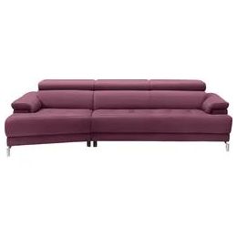 Ecksofa Egoitaliano "Soul, extravagantes Designsofa, Megasofa, super bequem, tolle Details" Sofas Gr. B/H/T: 246cm x 99cm x 140cm, Leder NUVOLE, Recamiere links, lila (violett) mit Trapez-Abschlußelement, inkl verstellbarer Kopfteile