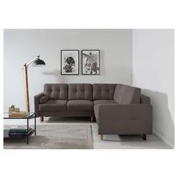 Ecksofa Home Affaire "AMREI" Sofas Gr. B/H/T: 242cm x 92cm x 242cm, Struktur, gleichschenklig, Bonell, Polyurethanschaum, grau (anthrazit) L-Form gleichschenklig