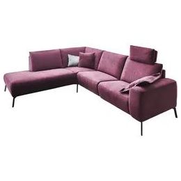 Ecksofa Inosign "Bellini L-Form" Sofas Gr. B/H/T: 263cm x 85cm x 90cm, Luxus-Microfaser weich, Recamiere links, rot (bordeaux) incl. motorischer Relaxfunktio, wahlweise Easy Care-Bezug