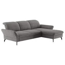 Sit & More Ecksofa SIT & MORE "Leandro L-Form" Sofas Gr. B/H/T: 267cm x 88cm x 200cm, Struktur weich, Recamiere rechts, mit Sitztiefenverstellung-mit Kopfteilverstellung-mit Armlehnfunktion-ohne Bettfunktion-ohne Bettkasten, grau Wahlweise mit Bett-, Kopfteil - und Armlehnfunktion, sowie Bettkasten