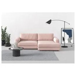 Ecksofa Trendmanufaktur "Bourbon, Designsofa mit tollem Sitzkomfort, L-Form" Sofas Gr. B/H/T: 250 cm x 84 cm x 176 cm, Struktur fein, mega-Recamiere rechts, XXL mit Sitztiefenverstellung, lila (flieder) extra tiefe Sitzfläche, wahlweise mit Sitztiefenverstellung