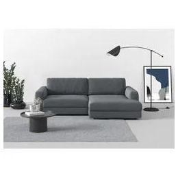 Ecksofa Trendmanufaktur "Bourbon, Designsofa mit tollem Sitzkomfort, L-Form" Sofas Gr. B/H/T: 250 cm x 84 cm x 176 cm, Struktur fein, mega-Recamiere rechts, XXL ohne Sitztiefenverstellung, grau (dark grey) extra tiefe Sitzfläche, wahlweise mit Sitztiefenverstellung