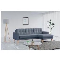 Sit & More Ecksofa SIT & MORE "Lavida L-Form" Sofas Gr. B/H/T: 279cm x 90cm x 167cm, Flachgewebe, Recamiere rechts, mit Kipper-mit Bettkasten-3 Rückenkissen-belastbar bis 495 kg, blau wahlweise mit Kippfunktion und Bettkasten