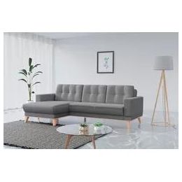 Sit & More Ecksofa SIT&MORE "Lavida L-Form" Sofas Gr. B/H/T: 279 cm x 90 cm x 167 cm, Flachgewebe, Recamiere links, ohne Kipper-ohne Bettkasten-3 Rückenkissen-belastbar bis 495 kg, grau (hellgrau) wahlweise mit Kippfunktion und Bettkasten