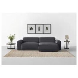 Ecksofa Trendmanufaktur "Braga, mit hochwertigem Kaltschaum, L-Form, in Cord erhältlich" Sofas Gr. B/H/T: 255cm x 72cm x 160cm, Struktur fein JOIZ, Recamiere rechts, grau (graphite) modernes Sofa, Couch mit hohem Sitzkomfort, 25572160 cm (BHT)