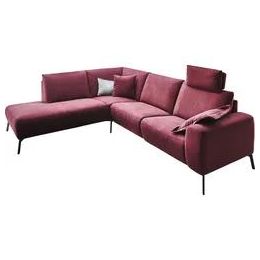 Mendler Ecksofa INOSIGN "Bellini L-Form" Sofas Gr. B/H/T: 263 cm x 85 cm x 90 cm, Easy care, Recamiere links, rot (dunkelrot) incl. motorischer Relaxfunktio, wahlweise Easy Care-Bezug