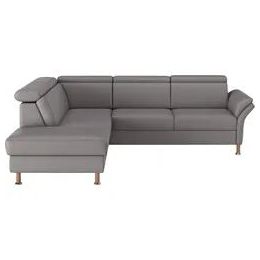 Ecksofa Home Affaire "Calypso L-Form" Sofas Gr. B/H/T: 259cm x 85cm x 227cm, Luxus-Microfaser, Ottomane links, ohne Kopfteilverstellung-ohne Armteilfunktion-ohne Bettfunktion-ohne Stauraum-ohne Relaxfunktion im Sofa 2,5- Sitzer, grau (hellgrau) mit Relaxfunktion motorisch im Sofa 2,5- Sitzer