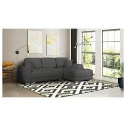 Ecksofa Inosign "Azzuro L-Form" Sofas Gr. B/H/T: 256cm x 90cm x 175cm, Struktur fein, Recamiere rechts, grau (anthrazit) incl. Bettfunktion und Bettkasten