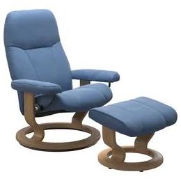 Relaxsessel stressless "Consul" Sessel Gr. Material Bezug, Material Gestell, Ausführung / Funktion, Maße B/H/T, blau (lazuli blau) mit Classic Base, Größe M, Gestell Eiche