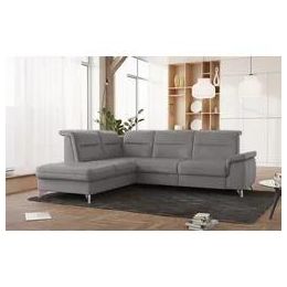 Sit & More Ecksofa SIT & MORE "Astoria L-Form" Sofas Gr. B/H/T: 256cm x 91cm x 225cm, Microfaser, Ottomane links, mit Kopfteilverstellung-mit Armlehnfunktion-ohne Relaxfunktion motorisch im Sofa 2,5-sitzig, grau (hellgrau) wahlweise mit motorischer Relaxfunktion