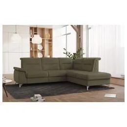 Sit & More Ecksofa SIT & MORE "Astoria L-Form" Sofas Gr. B/H/T: 256cm x 91cm x 225cm, Microfaser, Ottomane rechts, mit Kopfteilverstellung-mit Armlehnfunktion-ohne Relaxfunktion motorisch im Sofa 2,5-sitzig, grün (olive) wahlweise mit motorischer Relaxfunktion