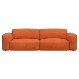 3-Sitzer FLEXLUX "Lucera Sofa, super bequem durch hochwertigen Sitzaufbau mit Kaltschaum" Sofas Gr. B/H/T: 252cm x 73cm x 102cm, Struktur, orange (burned orange) modern & anschmiegsam, Designsofa